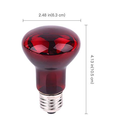 MD Lighting Pet Supplies 50w Infrared Heating Lamp 2 Pack, 110v E27 Basking Spot Light Bulbs for Reptile and Amphibian, as Bearded Dragons, Turtles, Ball Pythons, Red