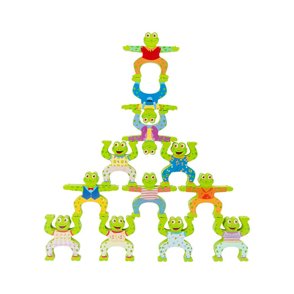 BESTING Balancing Stacking Blocks Frog Blocks Children's Educational Balance Wooden Stacking Acrobatic Interlock Decompression Preschool Toys Balancing Games (HJ012)