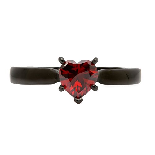 3 pc His & Hers Heart Red Camo Black Stainless Steel and Titanium Engagement Wedding Rings Set (Size His 09, Hers 06)