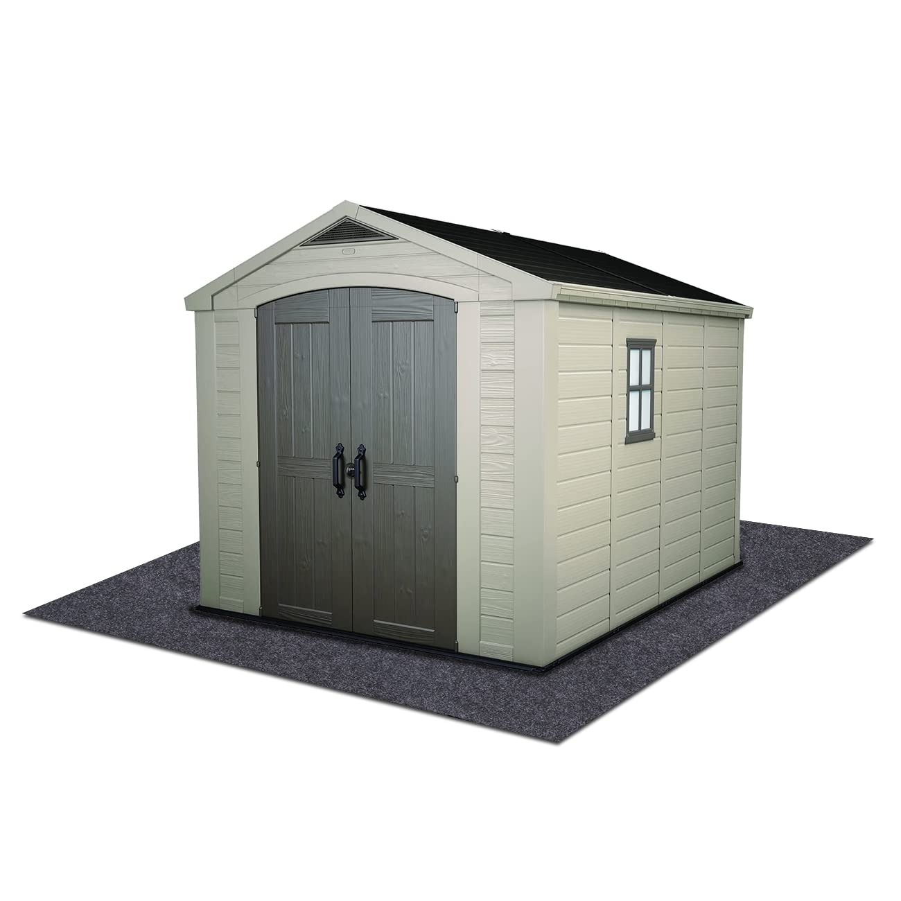 Meitola Outdoor Storage Shed Mat,Waterproof and Dustproof Outdoor Carport Mat—Backing Prevents Liquid Penetration,Soft Material, Patio Furniture Mat,Non-Slip,Washable, Black (8' x 6')