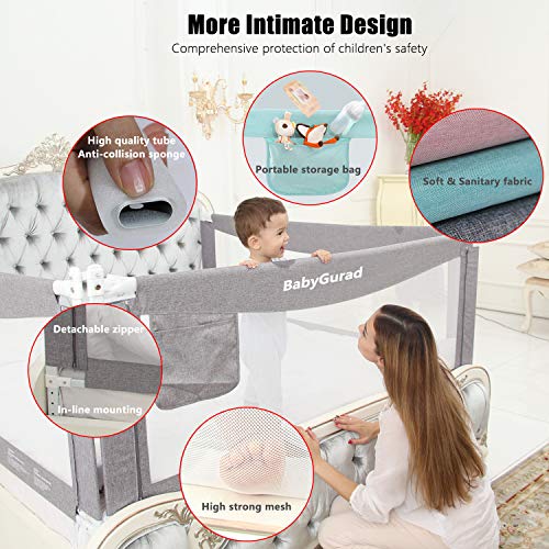 BabyGuard Bed Rails for Toddlers - Extra Long and Tall Specially Designed for Twin, Full, Queen, King & California King Bed Mattress (1 Side, 80")