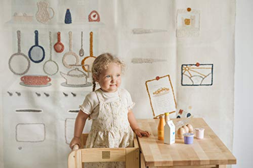 MEOWBABY Kitchen Step Stool for Kids - Toddler Learning Stool, Wooden Adjustable Helper for Toddlers, Natural