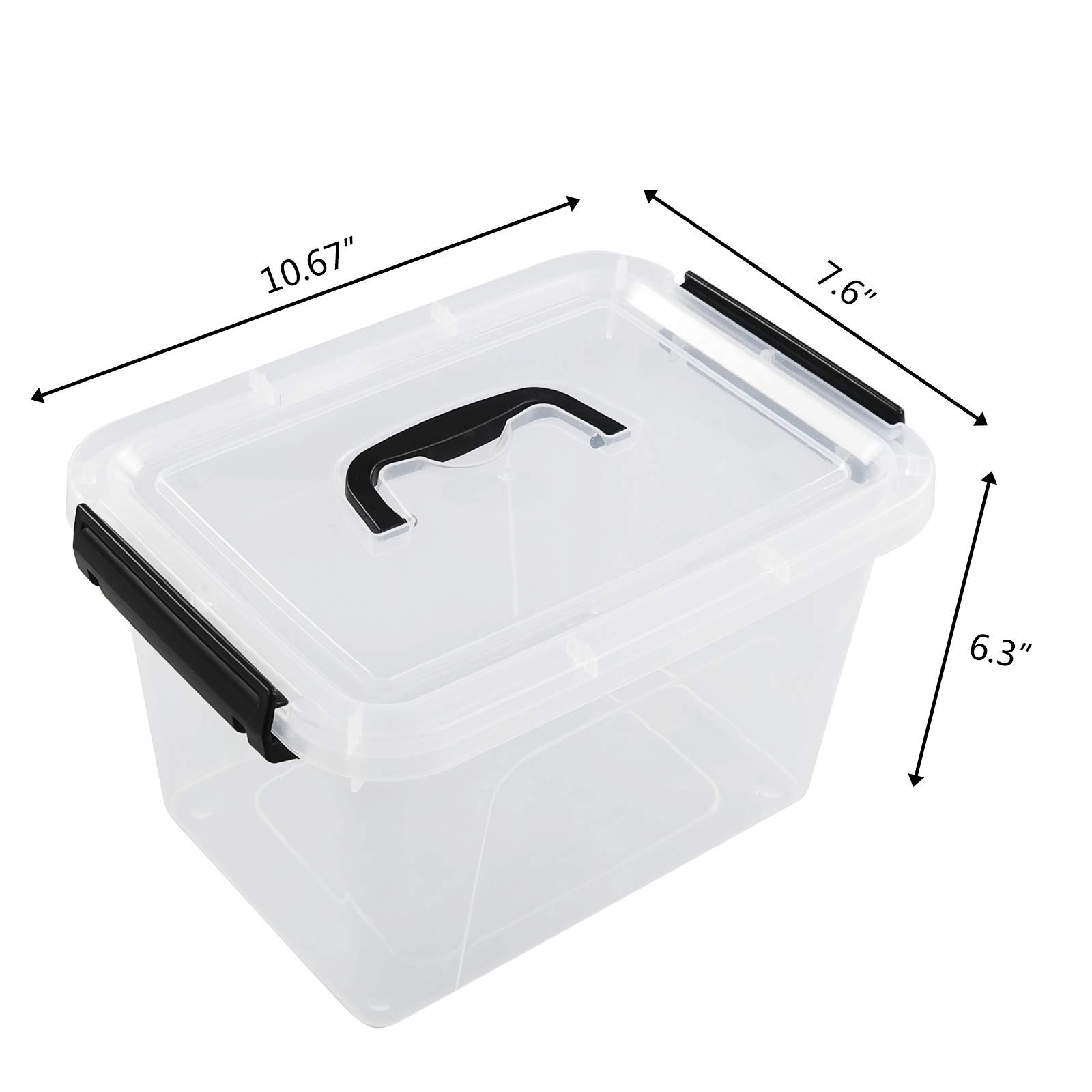 AnnkkyUS 6-pack 5 Liter Plastic Storage Box Bin with Lid, Clear Lidded Boxes