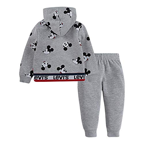 Levi's Baby Boys' Big Hoodie and Joggers 2-Piece Outfit Set, Grey Heather Mickey, 6