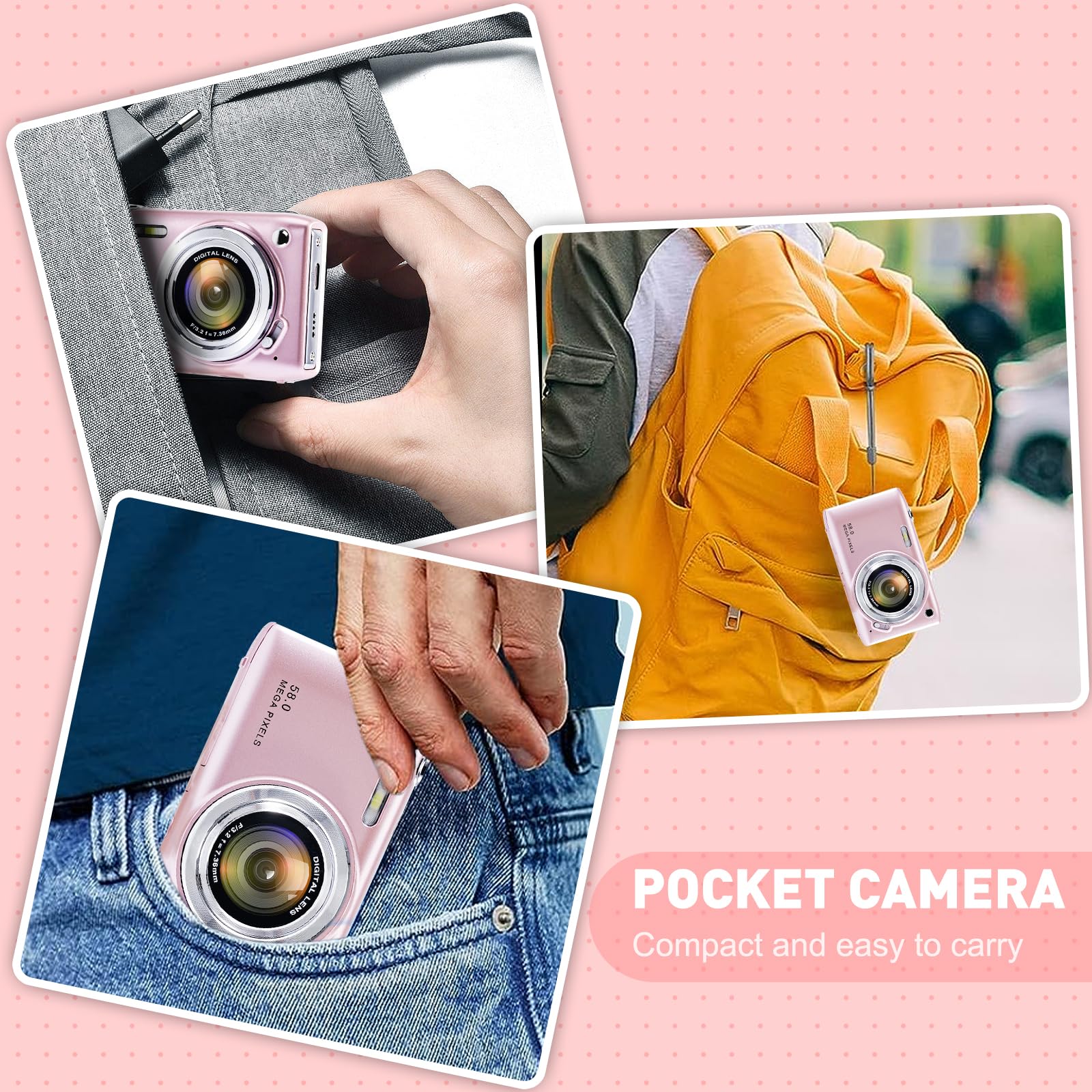 48MP 4K Digital Point and Shoot Camera, Compact Digital Camera with 2.88' IPS Screen for Photo and Video, Small Digital Camera Support 16X Zoom Macro Mode and Flash, Beginner Camera for Teens