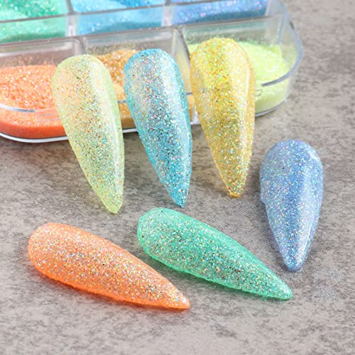 Dip Nail Remover 6 Grid/Set Nail Glitter Powder Glitter Nail Glitter Sugar Powder Irregular Particle Nail Styling Powder Set Nail Decoration Nail Glitter(B-A)