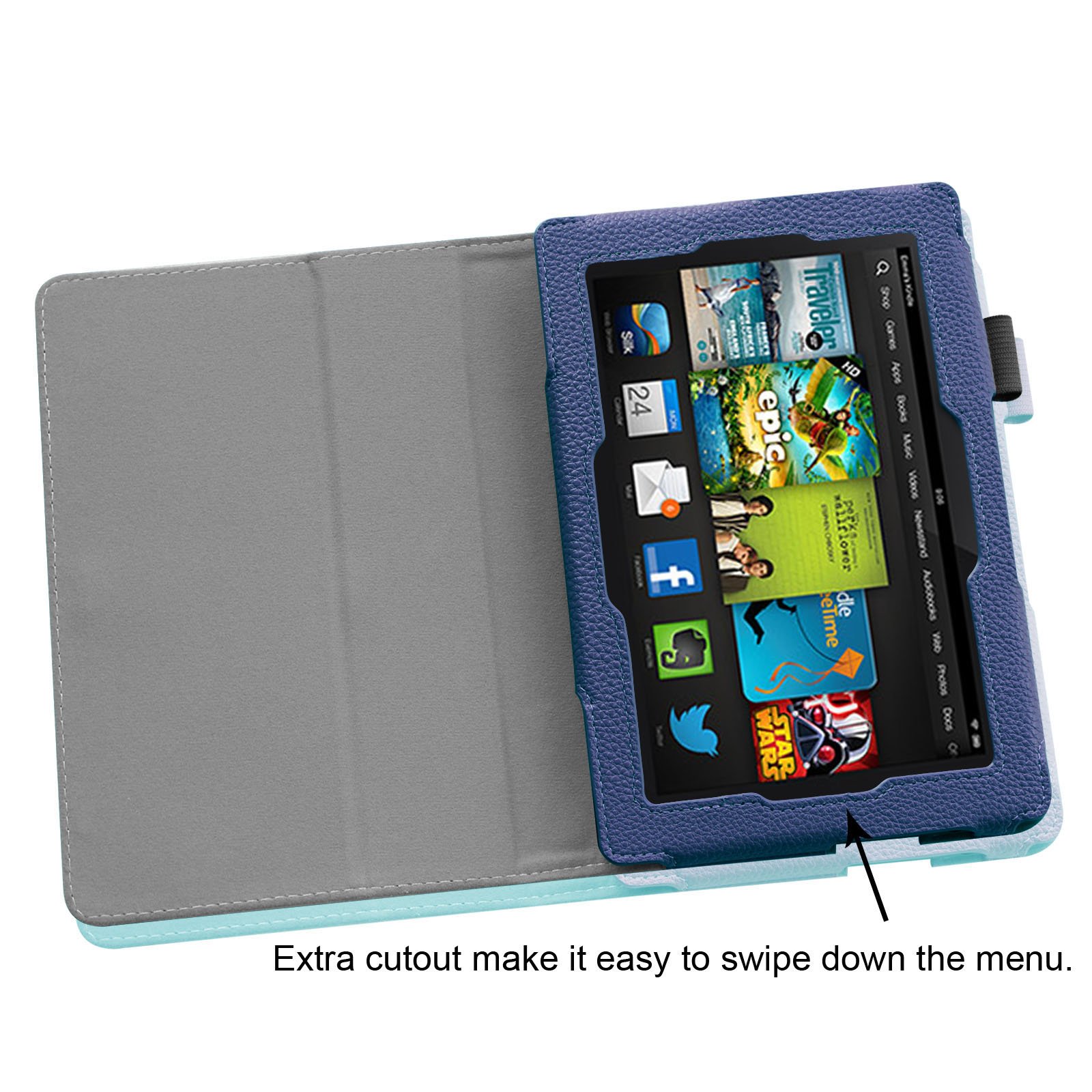Fintie Folio Case for Kindle Fire HD 7" (2013 Old Model) - Slim Fit Folio Case with Auto Sleep/Wake Feature (Will only fit Amazon Kindle Fire HD 7, Previous Generation - 3rd), Navy