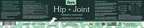 Fera Pets Hip + Joint Dog Supplement, Joint Support for Dogs with Glucosamine Chondroitin and MSM, Joint Care and Health Support Chewy Dog Treats, 90 Soft Chews