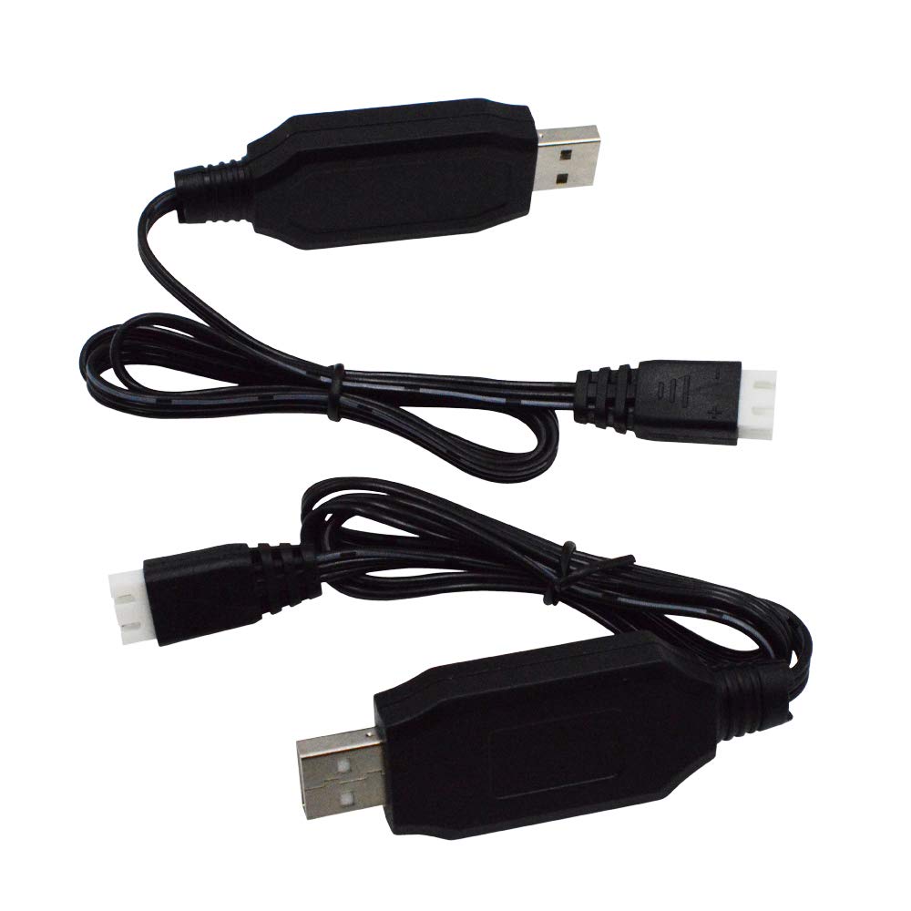 Blomiky 2 Pack H102 7.4V 1.3A USB Charger Cable with XH-3P Connector Plug for RC Truck 7.4V 2S Lipo Battery and H120 H100 H101 H103 H110 H112 H108 RC Boat and Trucks Quadcopter H106 USB 2