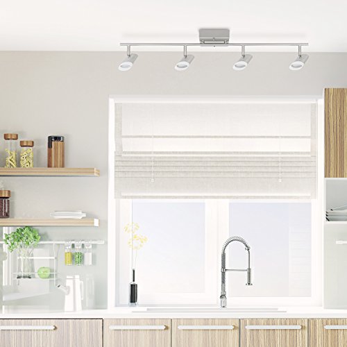 Globe Electric Delphine 4-Light LED Integrated Adjustable Spotlight Track Lighting, Brushed Steel Finish, Frosted Shades, 840 Lumens, 16.5W Integrated LED, 58890
