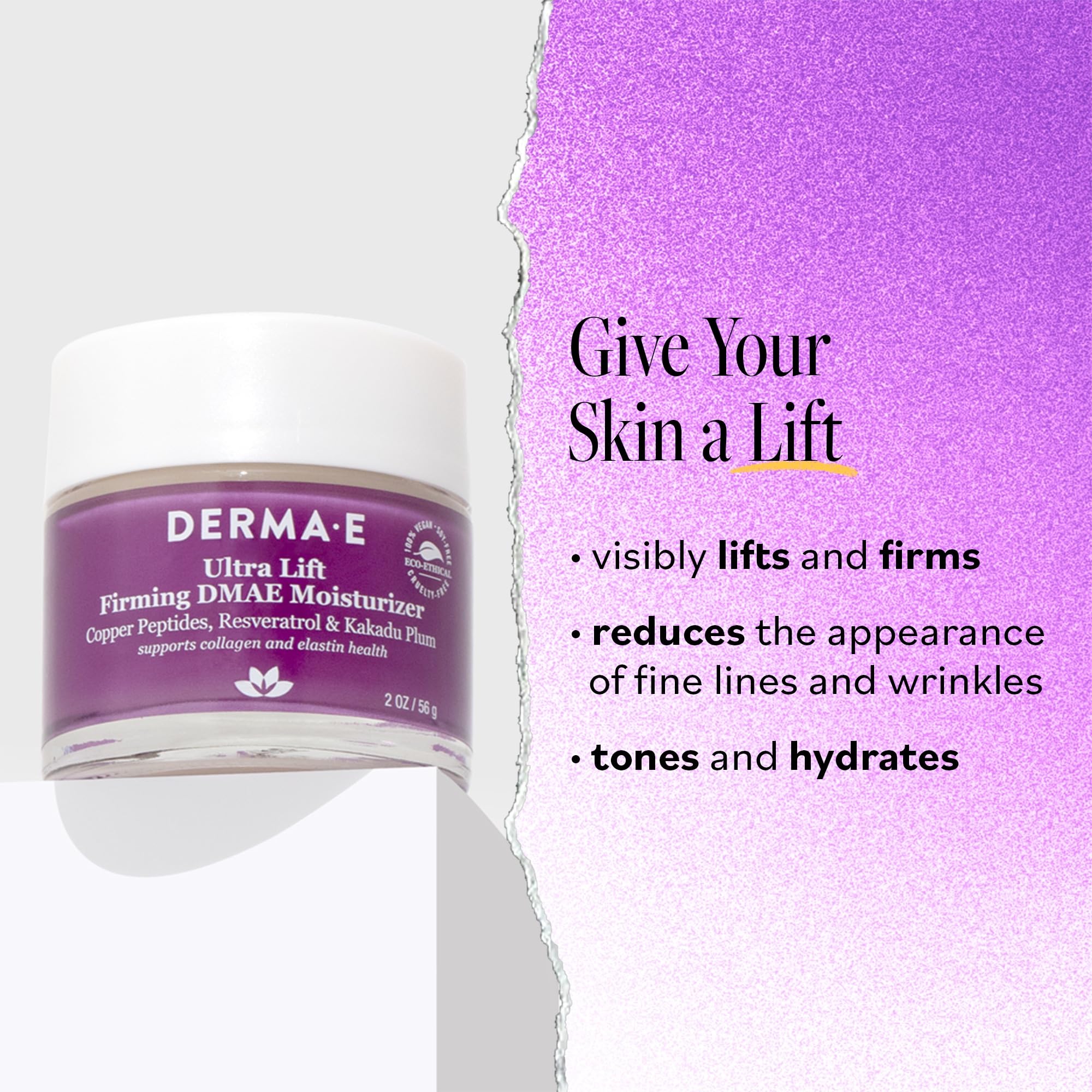Derma E Firming DMAE Moisturizer - Copper Peptides, Resveratrol & Kakadu Plum - Supports Collagen and Elastin Health– Vegan Facial Skin Care, 2oz