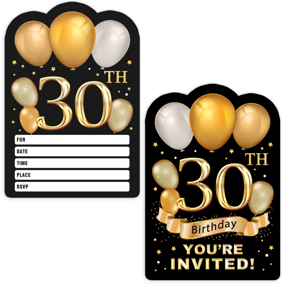 Simimi art 30 Gold Glitter 30th Birthday Party Invitations cards with Envelopes
