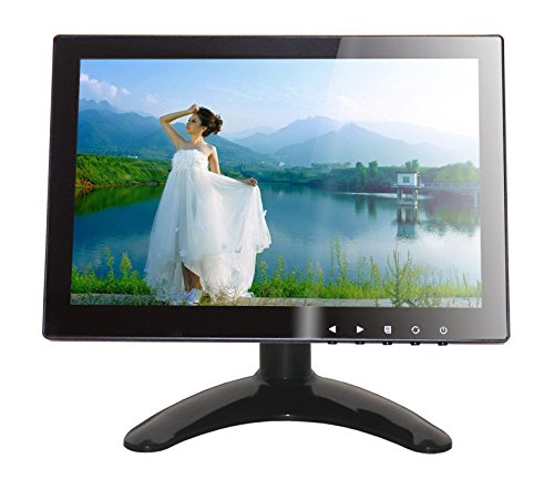 WHOLEV 10.1" LCD Rimless Monitor 1280x800 FHD Color Screen with AV VGA HDMI BNC USB Input Built-in Speaker 178° Wide Angle for Raspberry Pi Computer Display TV