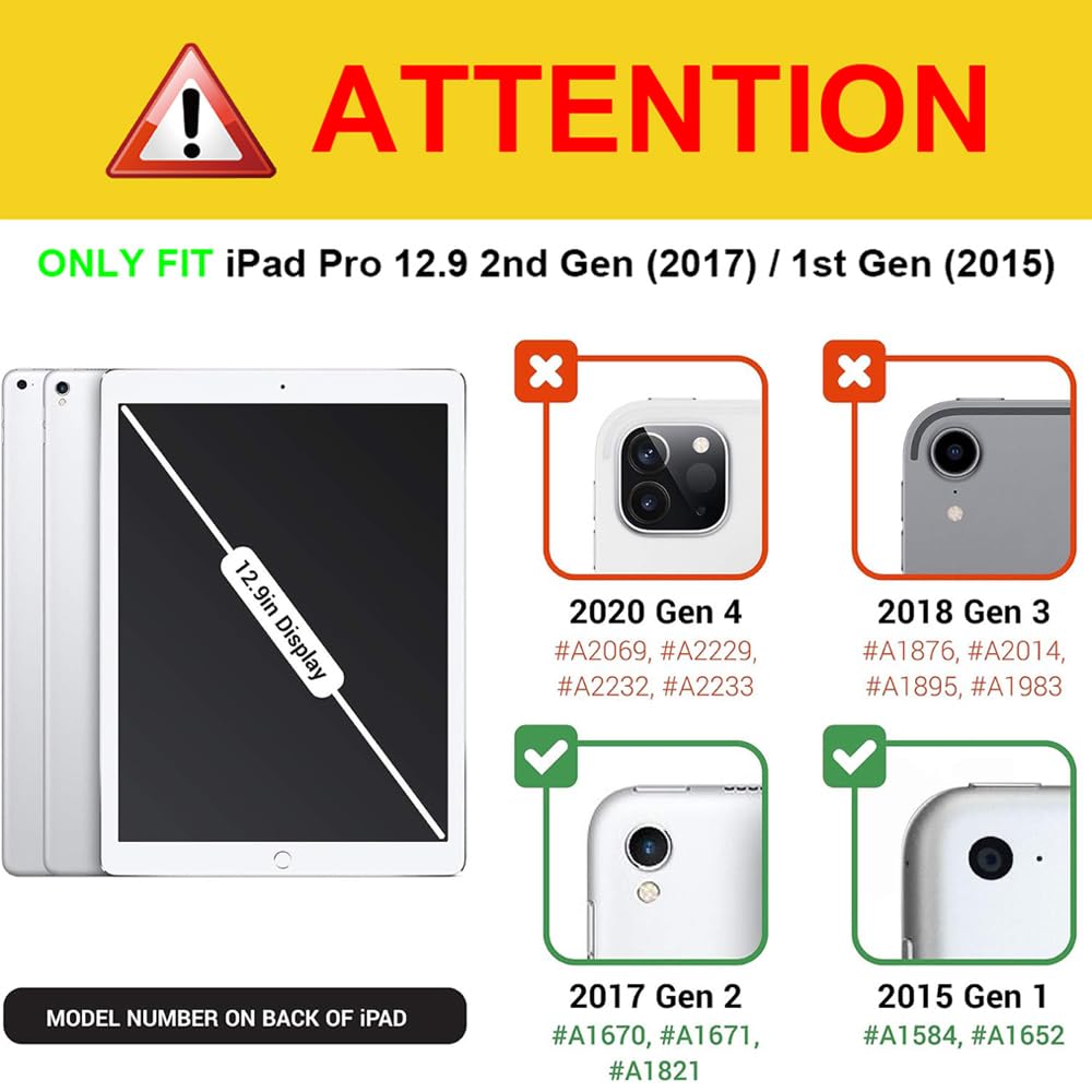 FINTIE Keyboard Case - 2017/2015 iPad Pro 12.9 inch (Old Model) 1st & 2nd Gen Case, Soft TPU Protective Cover, [7 Color Backlit] Magnetically Detachable Wireless Bluetooth Keyboard, Black