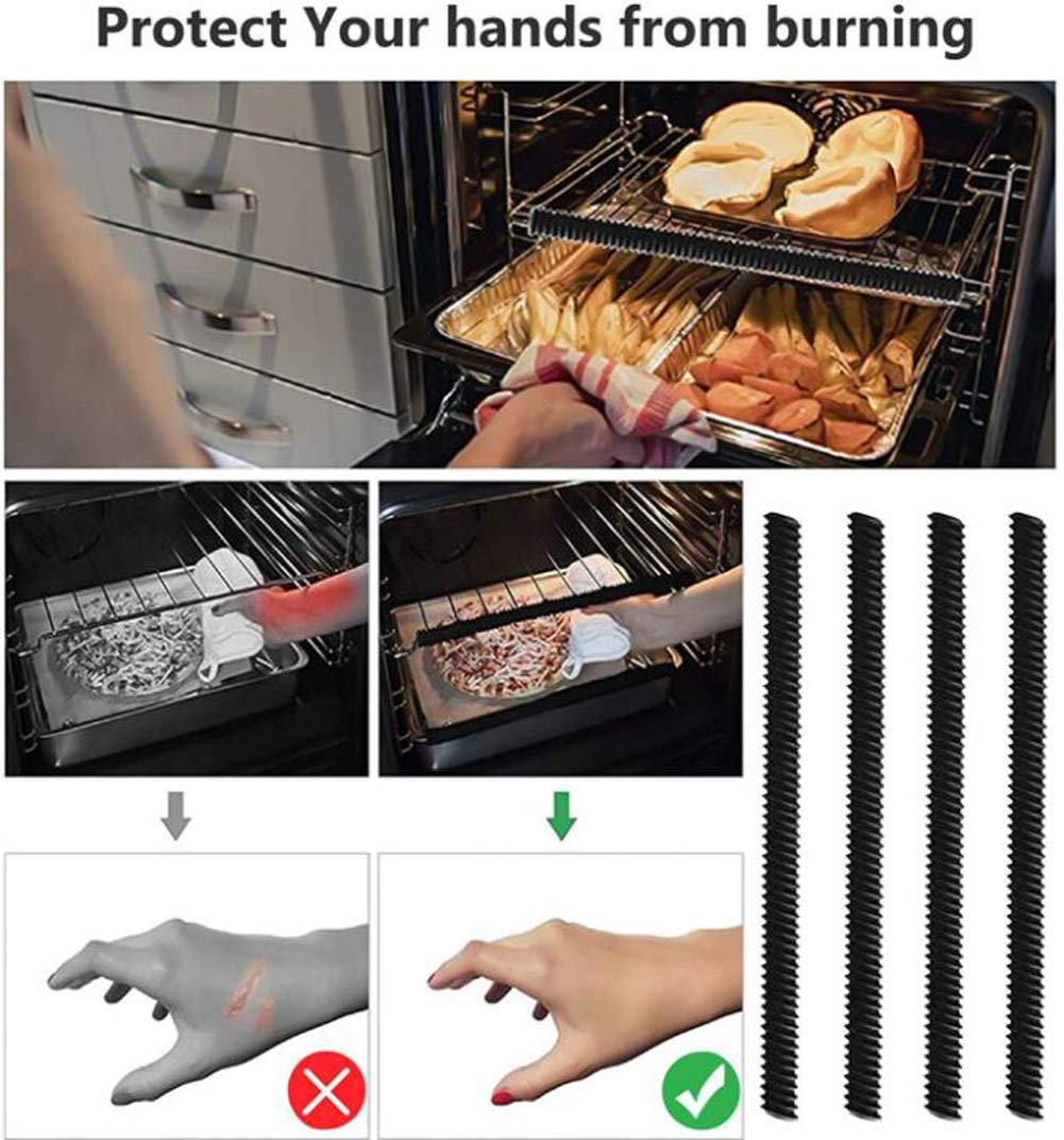 4PCS Silicone Oven Rack Shields Oven Rack Protectors Oven Shelf Guard Toaster Baking Edge Shields Heat Resistant Protect Against Burns and Scars