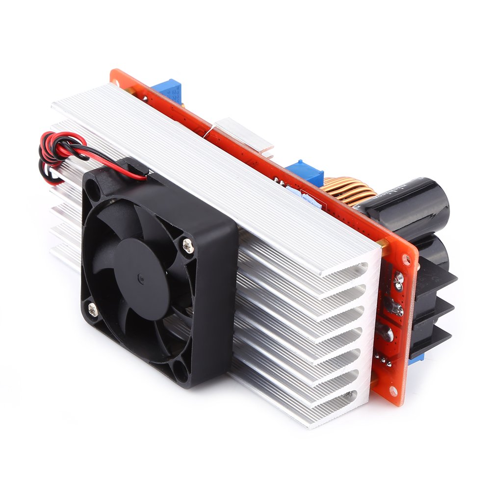 Oumefar 10-60V to 12-90V DC-DC Boost Converter with Fan 1500W 30A Step Up Power Supply Module with Fan for High Power LED Motors