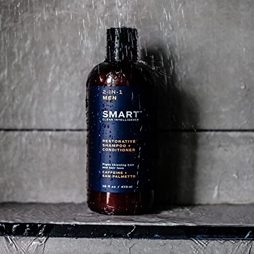 SMART Clean Intelligence 2 in 1 Shampoo and Conditioner Restorative Hydrating Renewing Scalp Caffeine and Saw Palmetto - 16 fl oz