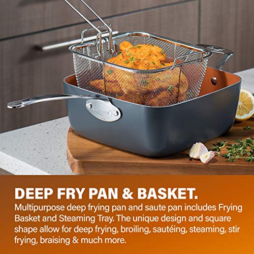 Gotham Steel Pots and Pans Set, 20 Pc Non Stick Cookware Set, Long Lasting Nonstick Kitchen Set with Pan Set, Pot Set, Baking Set, Stay Cool Handles, Dishwasher Safe, 100% Toxin Free-Copper, Graphite