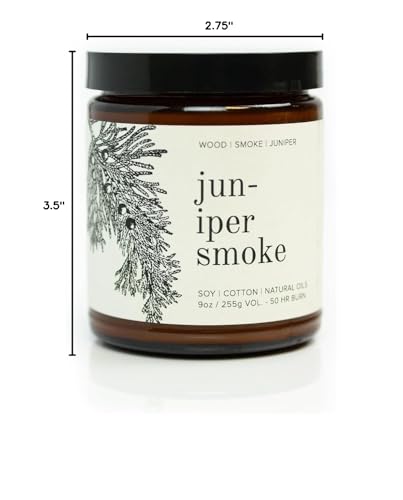 Broken Top Juniper Smoke Pure Soy Candle | 9 oz. | Wood, Smoke & Juniper 50-Hour Burn Time. Natural Cotton Wick, Vegan, No Parabens, No Phthalates