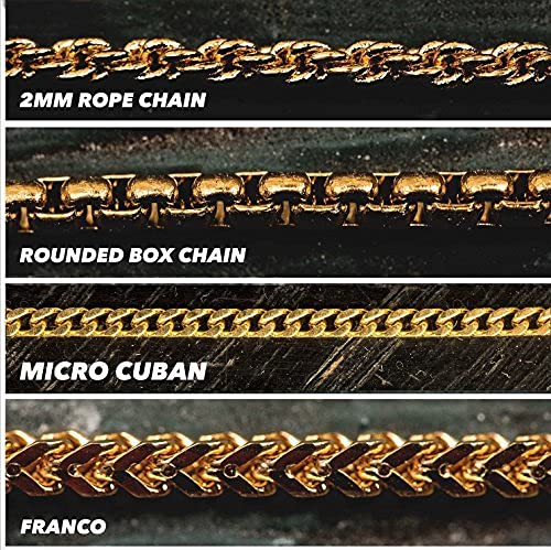 3MM Micro Cuban Rope Chain Necklace 16" 18" 20" 24" 28" - Gold (18)