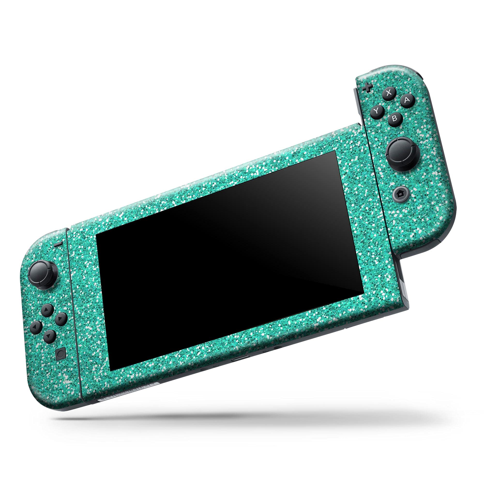 Design Skinz - Compatible with Nintendo Switch OLED Console + Joy-Con - Skin Decal Protective Scratch-Resistant Removable Vinyl Wrap Cover - Sparkling Teal Ultra Metallic Glitter