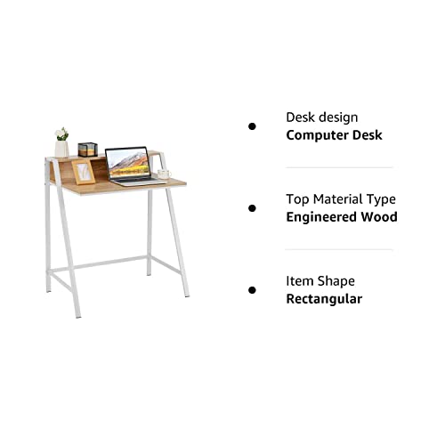 Tangkula Small Computer Desk, Compact Home Office Desk with Sturdy Frame, 2 Tier Study Writing Table for Small Place Apartment Office, Desk for Bedroom, Kid’s Desk