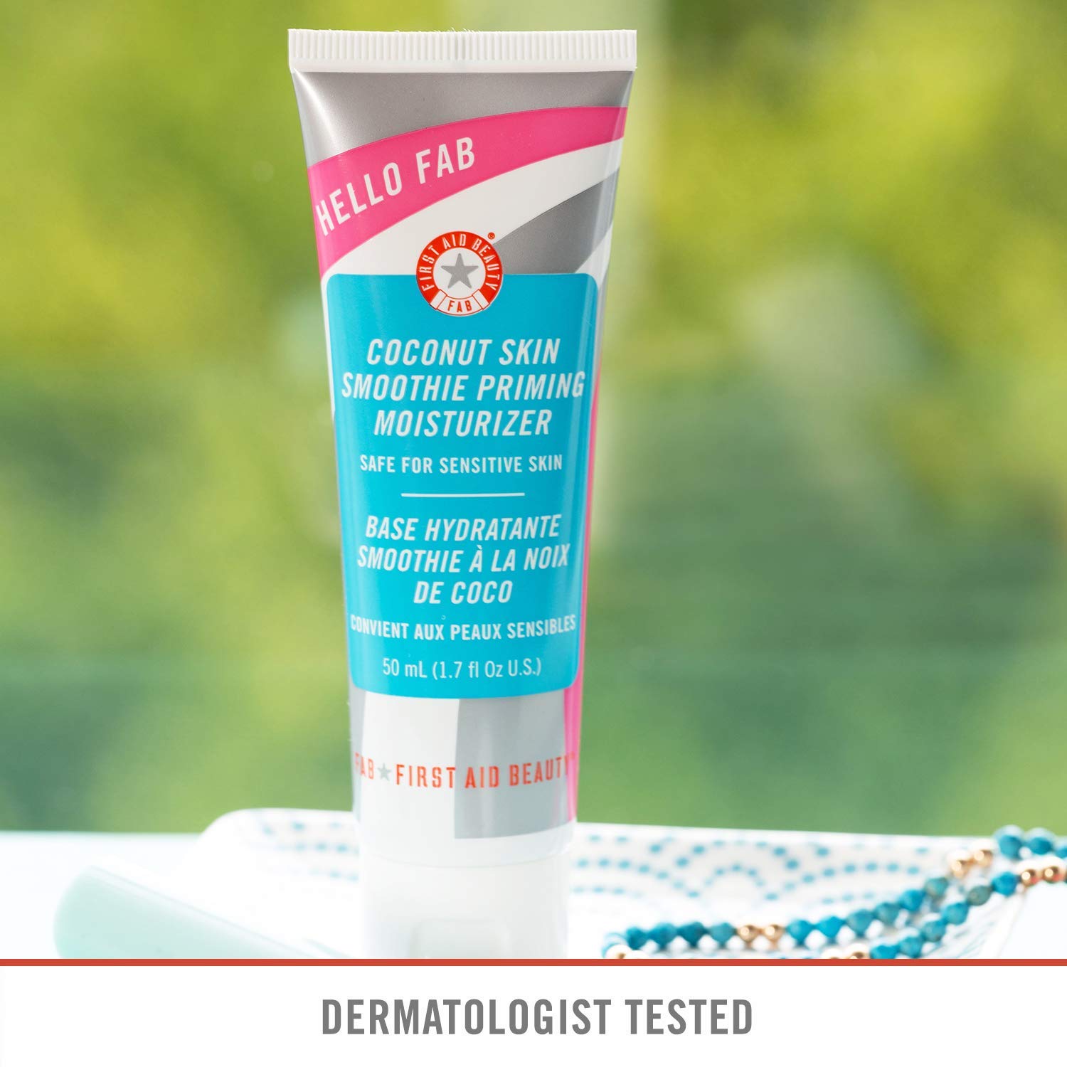 First Aid Beauty Hello FAB Coconut Skin Smoothie Priming Moisturizer, 2-in-1 Moisturizer and Makeup Primer β 1.7 Oz.