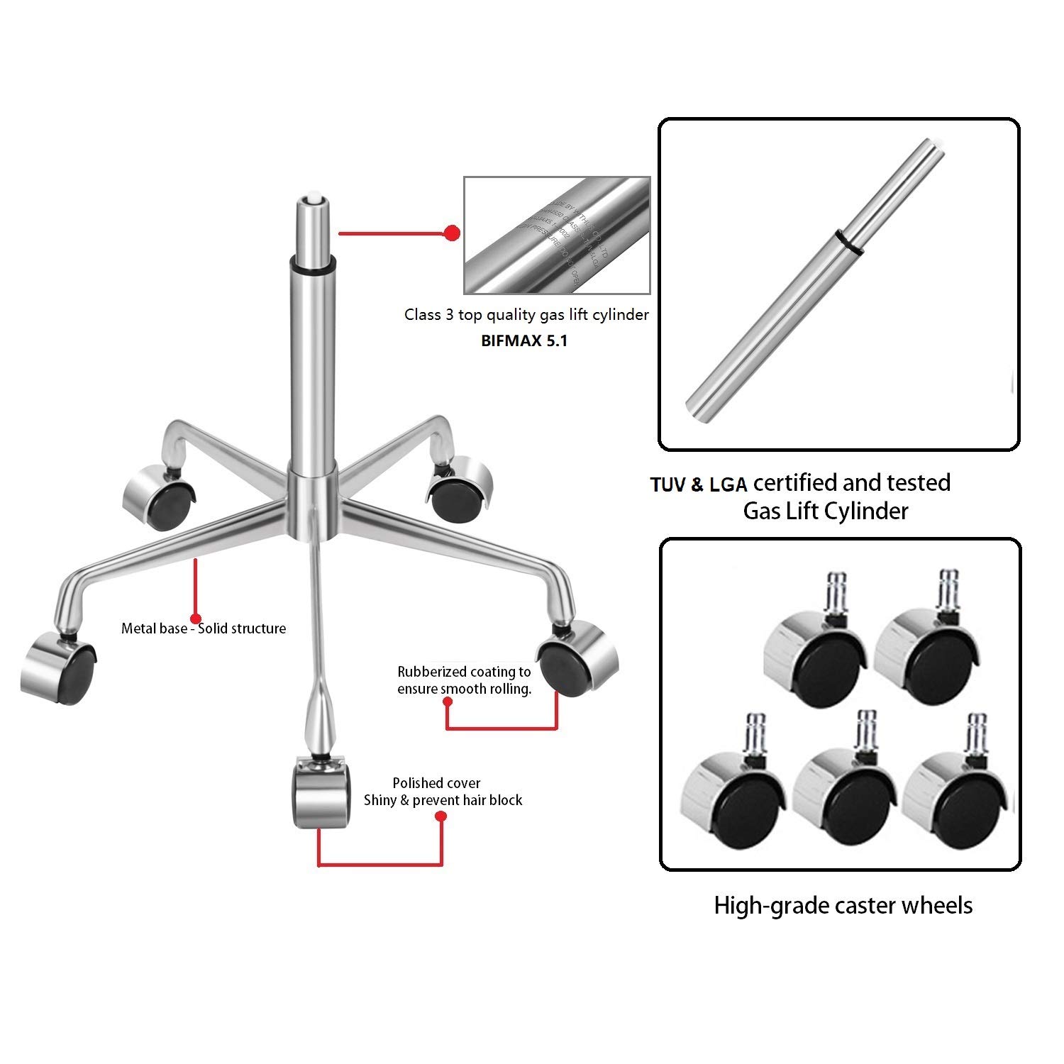 Kaleurrier Ergonomic Rolling Swivel Saddle Stool with Wheels,Hydraulic Pneumatic Lifting Height Adjustable Lightweight Chair for Clinic Hair Salon Massage Lab Kitchen Home Office (White, Without Back)