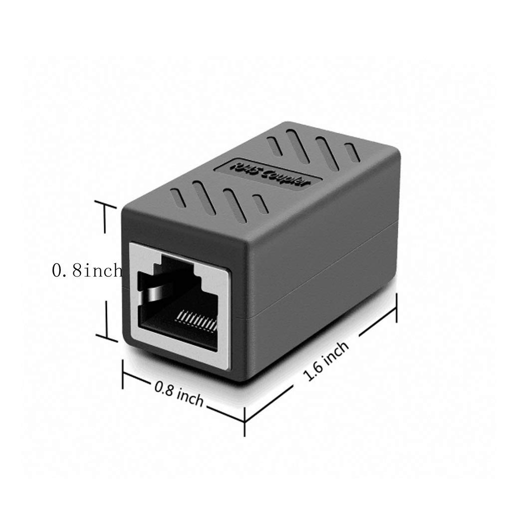 Y.D.F Network Cable Coupler, RJ45 Adapter RJ45 Coupler Shielded inLine Coupler for Cat7/Cat6/Cat5e/cat5 Ethernet Cable Extender Connector Ethernet Cable Connectors Female to Female(Gray-5 Pack)