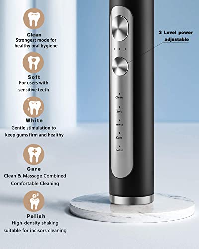 wisdent Sonic Electric toothbrush for adults, Sonic Rechargeable Toothbrush, Electric toothbrush with 15 modes, Toothbrush with High vibration frequency 8 Brush Heads