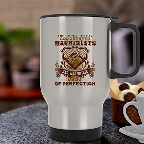 God Created Machinist Travel Mug, Steel Coffee Mug (Silver Mug)
