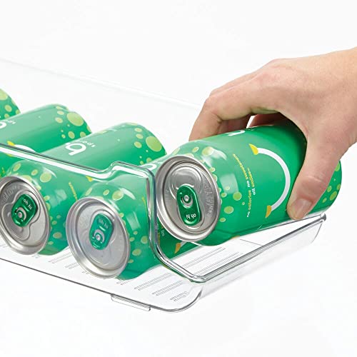 mDesign Large Plastic Pop/Soda Can Dispenser Storage Organizer Bin for Kitchen Pantry, Countertops, Cabinets, Refrigerator - Holds 9 Cans - BPA Free, Food Safe, 4 Pack - Clear