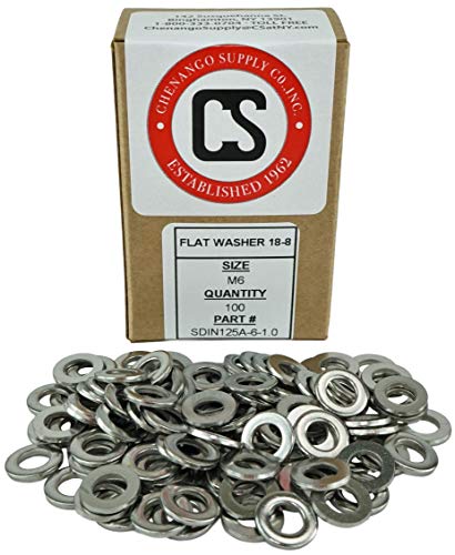 Stainless M6 Flat Washer, DIN 125A, 18-8 Stainless Steel, 100 Pieces (M6 Flat Washer)