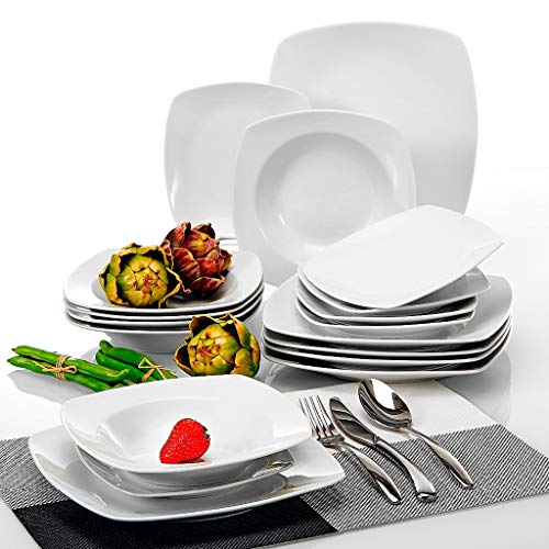 ZLDGYG A 18-Piece Ceramic Porcelain Tableware Dinner Set with 6Dinner Soup Dessert Plates Set Service for 6 Person