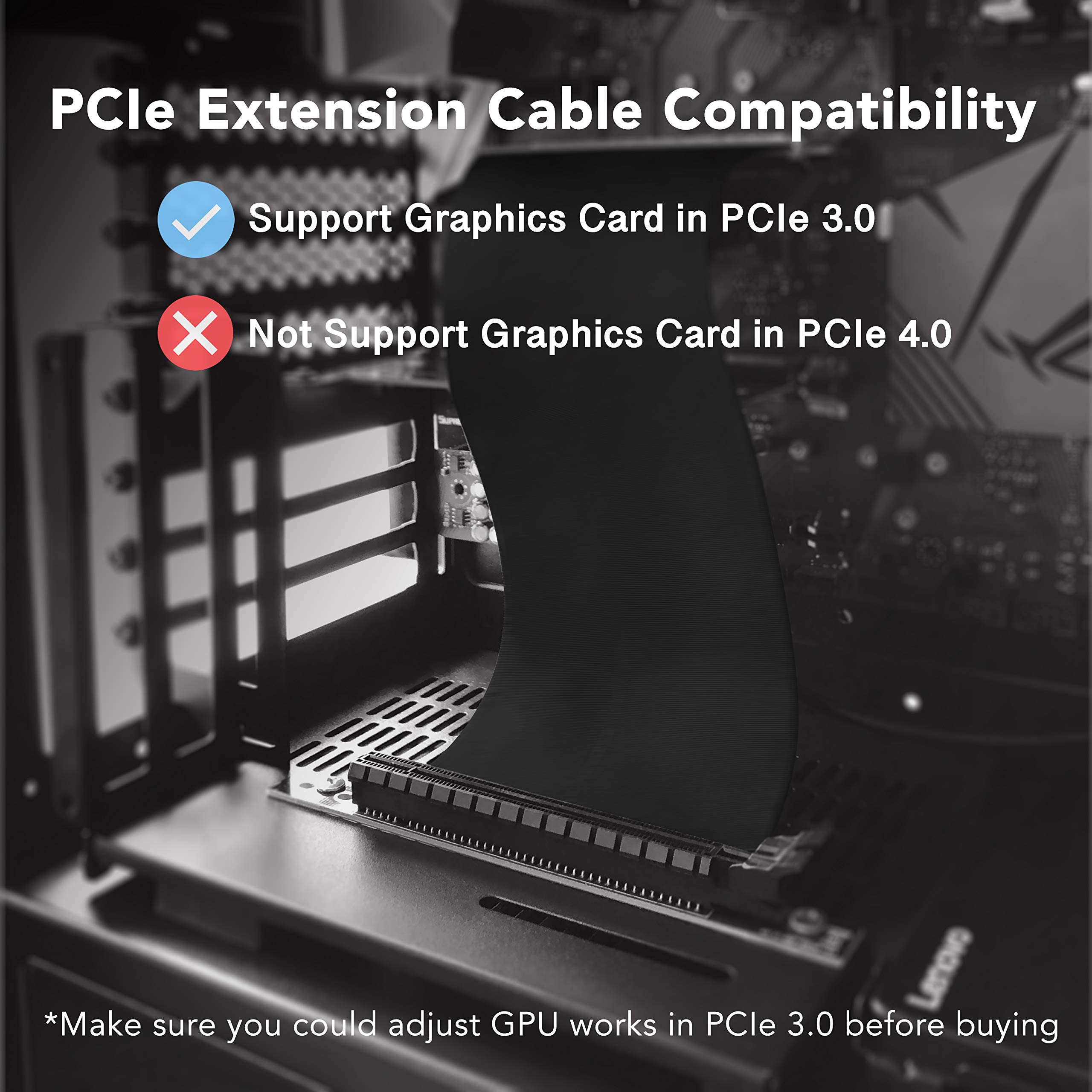 EZDIY-FAB New PCI Express 16x Flexible Cable Extension Port Adapters, High Speed PCIE Riser Cable 90 Degrees, Fit with FD R6 Case -20cm