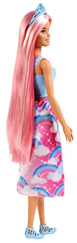 Barbie Dreamtopia, Rainbow Princess Doll with Extra-Long Pink Hair, Plus Hairbrush, for 3 to 7 Year Olds