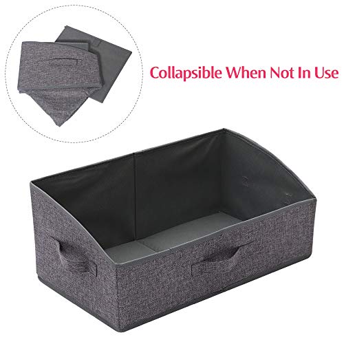 TENABORT 5 Pack Trapezoid Large Foldable Closet Storage Bins with Handle, Fabric Storage Organizer Cube Cloth Containers Linen Box Shelf Baskets for Clothes Clothing Shelves Wardrobe