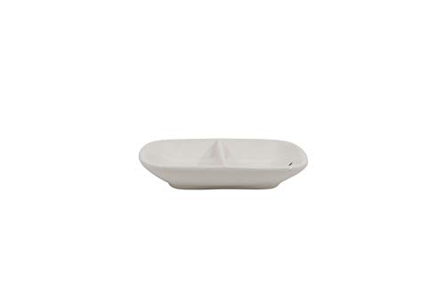 Creative Co-Op Ceramic "Mr. & Mrs." Two Section Dish, White