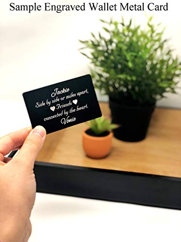 Personalized Message Engraved on Both Sides Metal Wallet Card - Anniversary for Men and Woman, Engraved Wallet Inserts, Love Note, Deployment, Boyfriend, Husband Wife (Black)