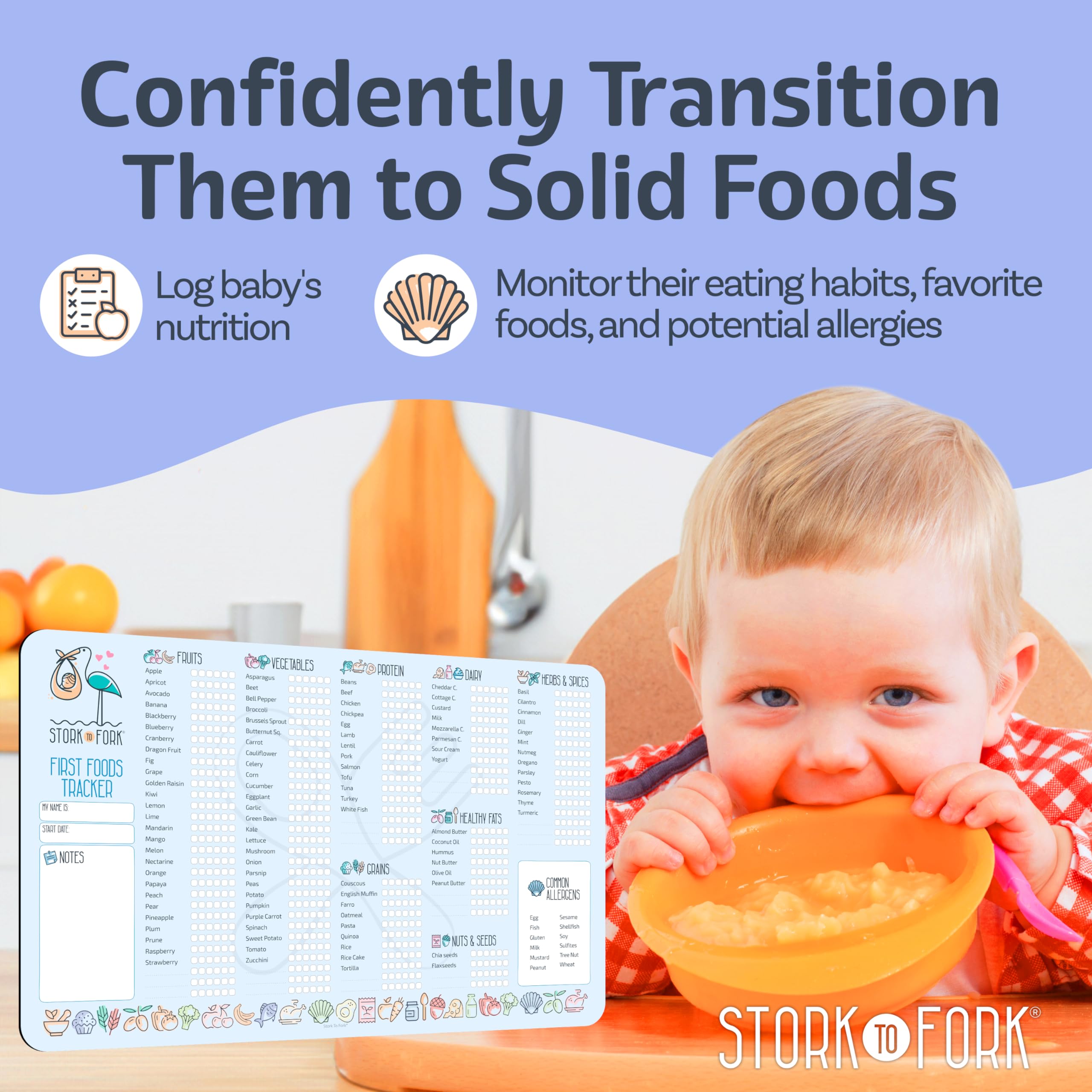 Baby First Food Tracker, Magnetic Meal Planner, Fridge Grocery Shopping List Chart (3 in 1) - Dry, Erase Menu Planner, Strong Stickiness on Refrigerator - 11.6โx8.2โ, Gray- Baby's Led Weaning Supplies