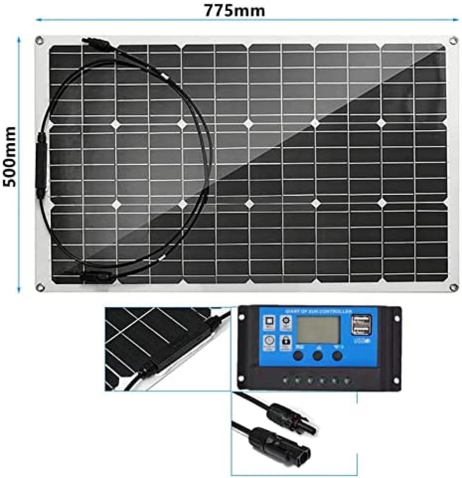 800 Watt Solar Panel Kit Portable Power Station, High-Efficiency Monocrystalline Module PV Power for House Camping Rvs and Tents with 40A Charge Controller,1x800W,Amazing36