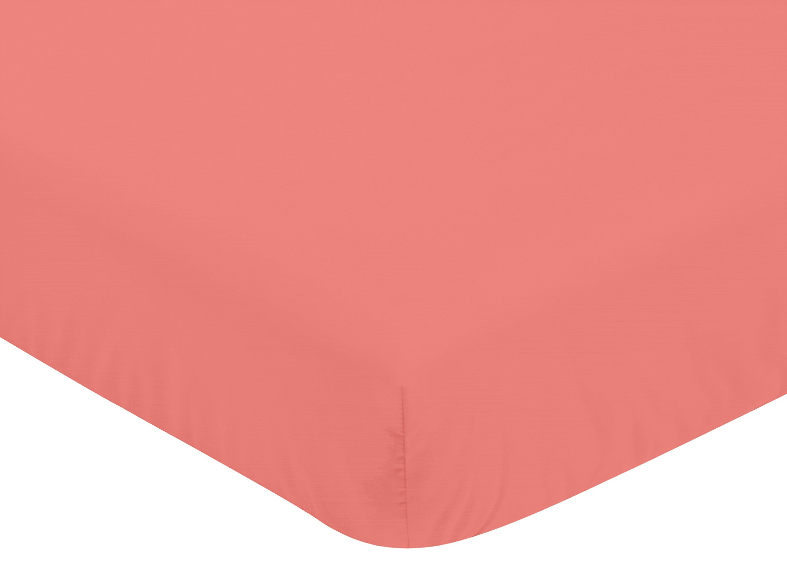 Fitted Crib Sheet for White and Coral Diamond Baby/Toddler Bedding - Solid Coral