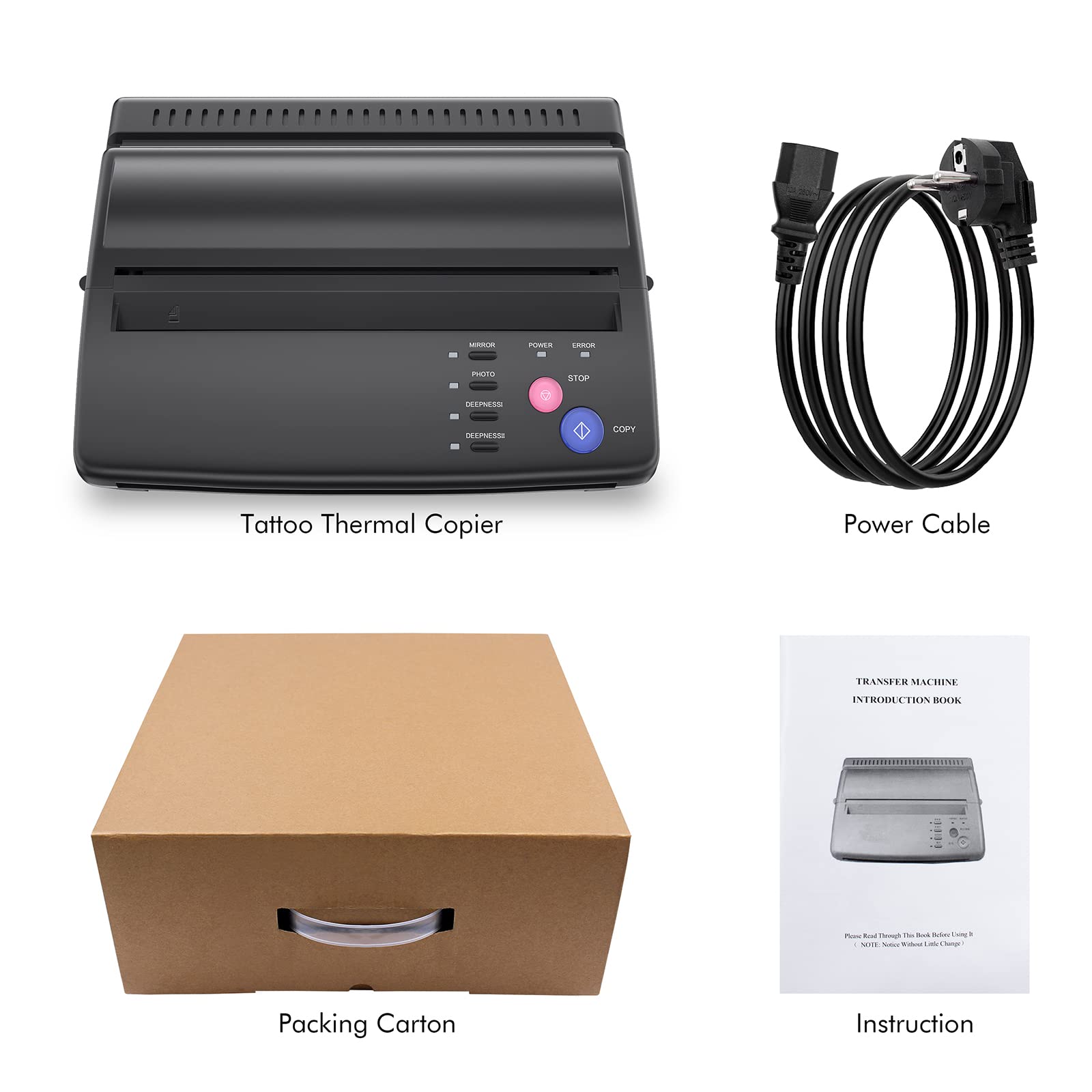 TATELF Tattoo Stencil Machine Thermal Copier Tattoo Stencil Printer with 20pcs Transfer Paper for tattooing Artists (Black)