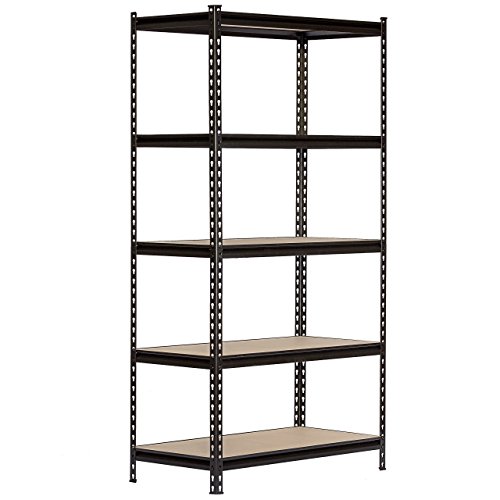 King’s Rack 5 Layer Black Steel Storage Rack Boltless Shelving Unit Tier Layer Height Adjustable Shelf Organizer 42" W x 16" D x 72" H