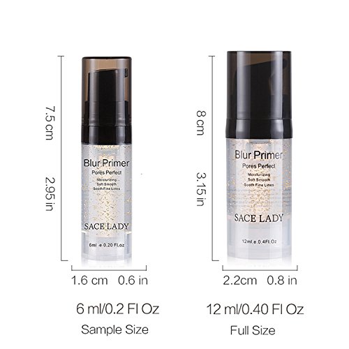 Face Makeup Primer, Big Pores Minimizer Perfect Cover, Pore Eraser Filler, Smooth Fine Lines Wrikles Makeup Base Blur Primer, Gold Foil Infused,12ml/0.40Fl Oz