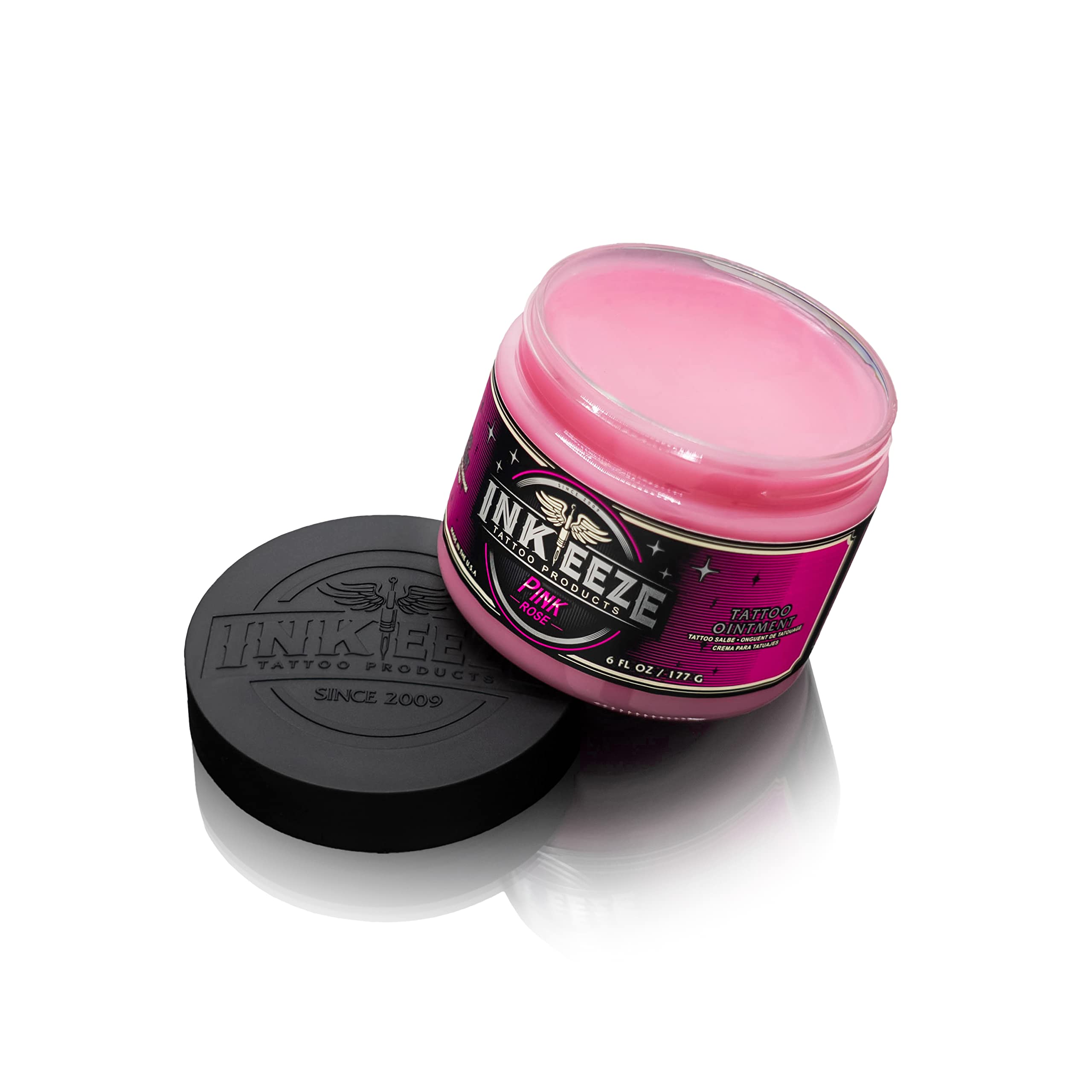 INK-EEZE Pink Tattoo Ointment for Artists and Aftercare, Essential Oils, Vegan, Cruelty Free, Made in USA, Bubble Gum, 6oz