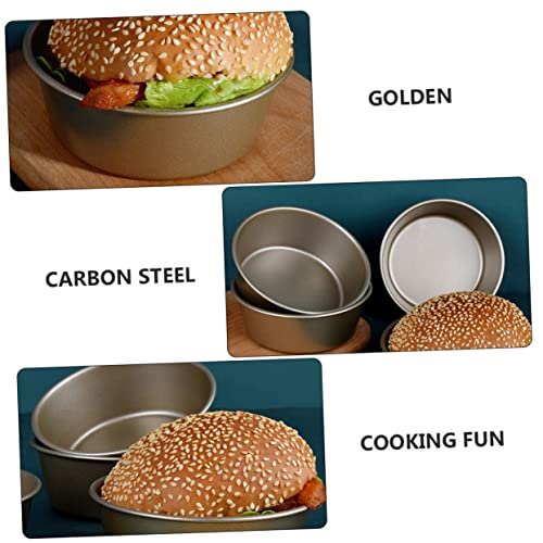 BAFAFA 2pcs Burger Mold Molde Para Pastel Pizza Oven for Home Toaster Oven Pans Round Cake Tin Steel Baking Pan Loaf Tin Ovenware Mold DIY Mold Meatloaf Breads Molds Golden Household Tray Pan