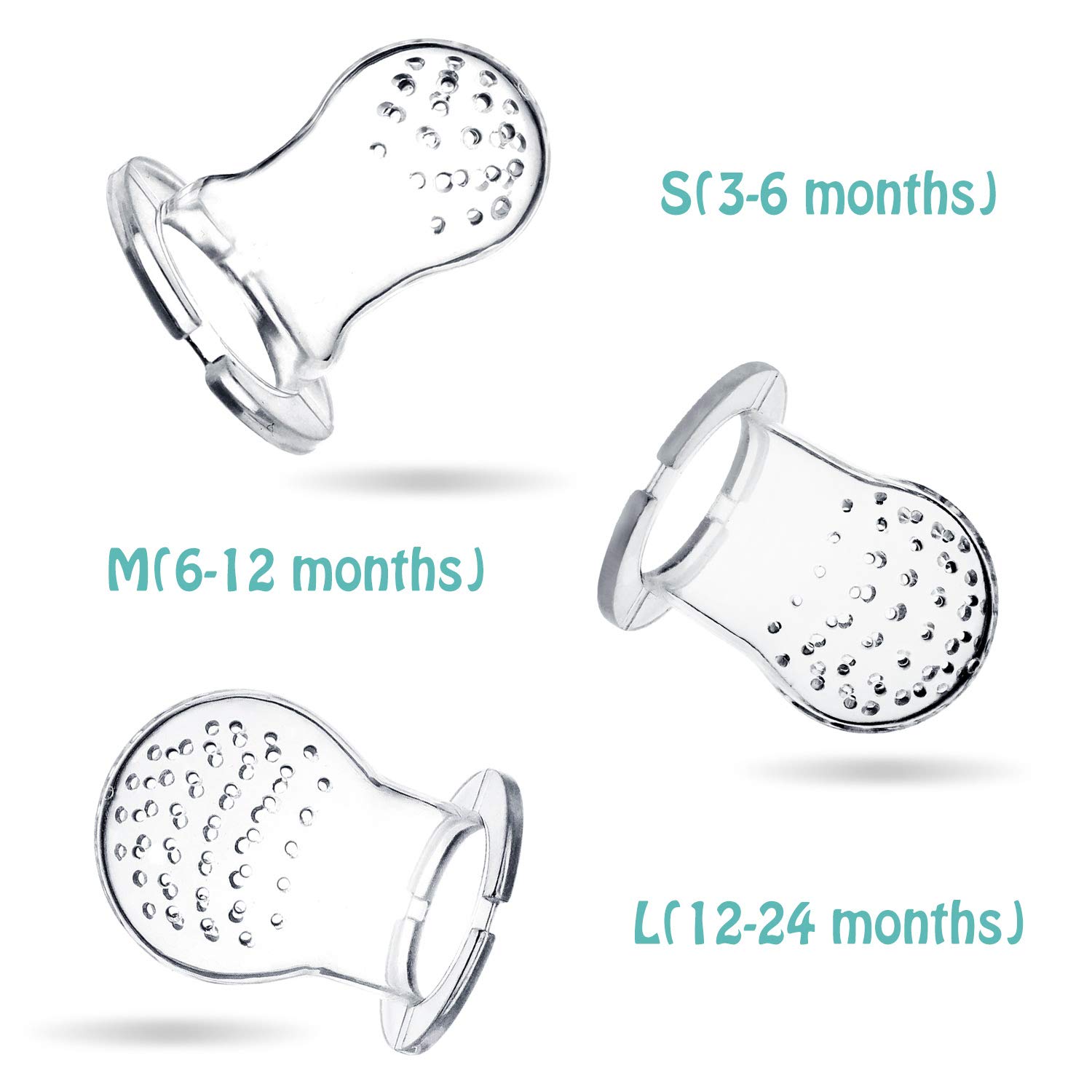 Baby Fruit Food Feeder PacifierTeether Toys Set - Silicone Fresh Food Feeder Teether with 2 mesh Silicone Bags and Teething Toys All in One Infant Teether Toys