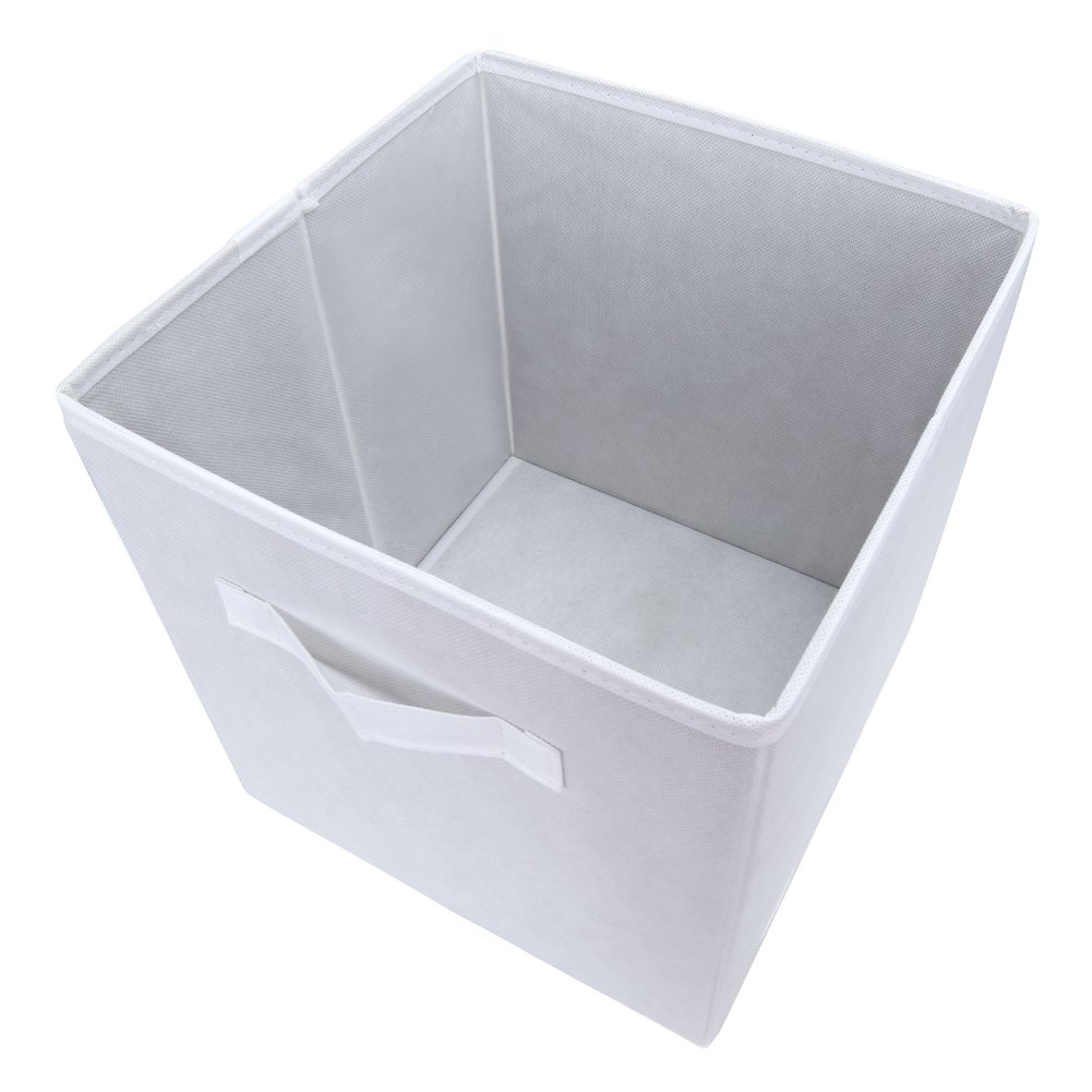 EZOWare Set of 6 Foldable Fabric Basket Bin Collapsible Storage Cube For Nursery, Kids Toys Organizer, Shelf Cabinet (White)