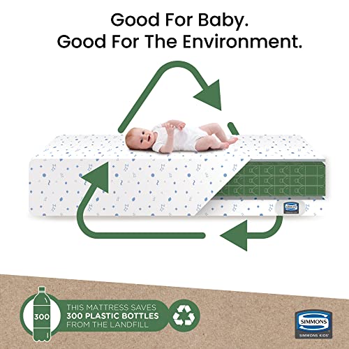 Delta Children Birkley Convertible Crib N Changer, Bianca White + Simmons Kids Quiet Nights Dual Sided Crib and Toddler Mattress (Bundle)